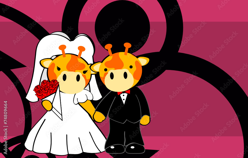 giraffe married cartoon background Stock Vector | Adobe Stock