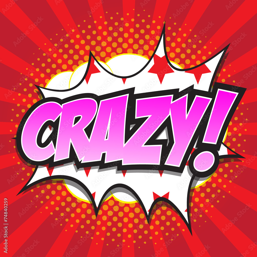 CRAZY! wording sound effect set design for comic background Stock ...