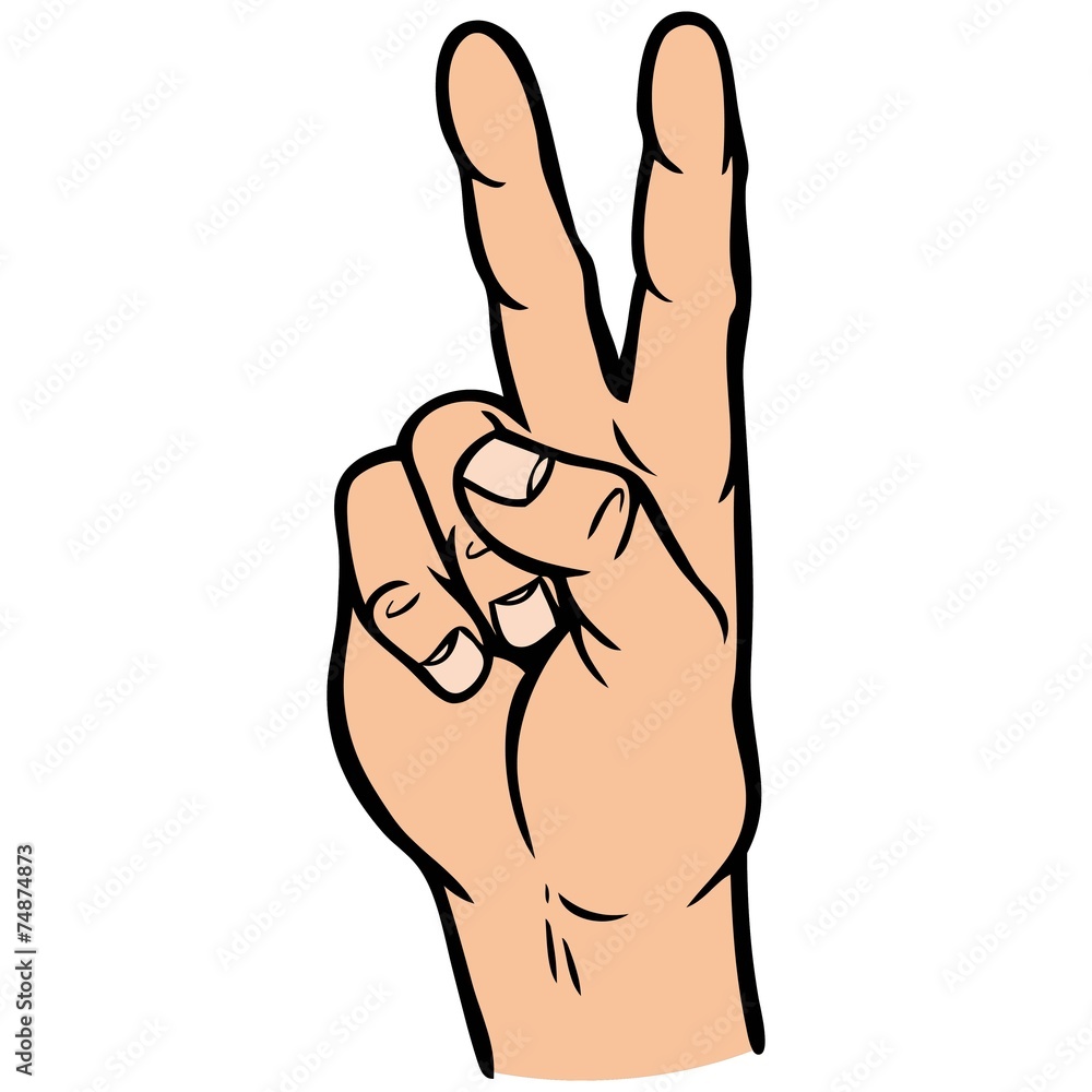 Hand Peace Sign Stock Vector | Adobe Stock