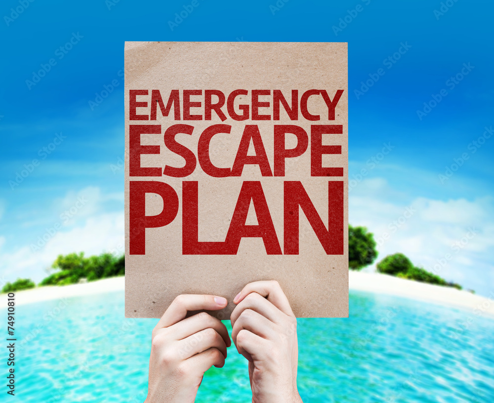 Emergency Escape Plan card with beach background Stock Photo | Adobe Stock