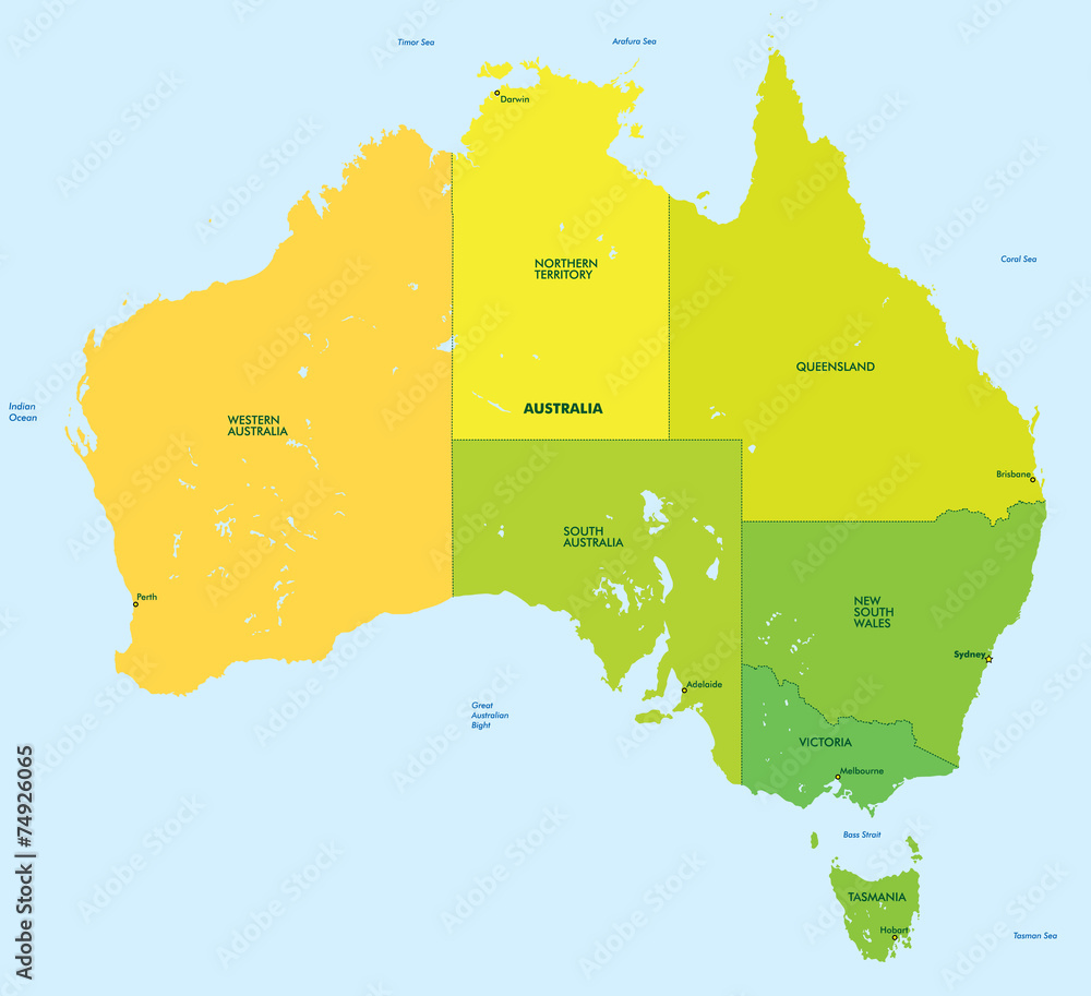 Color map of Australia Stock Vector | Adobe Stock