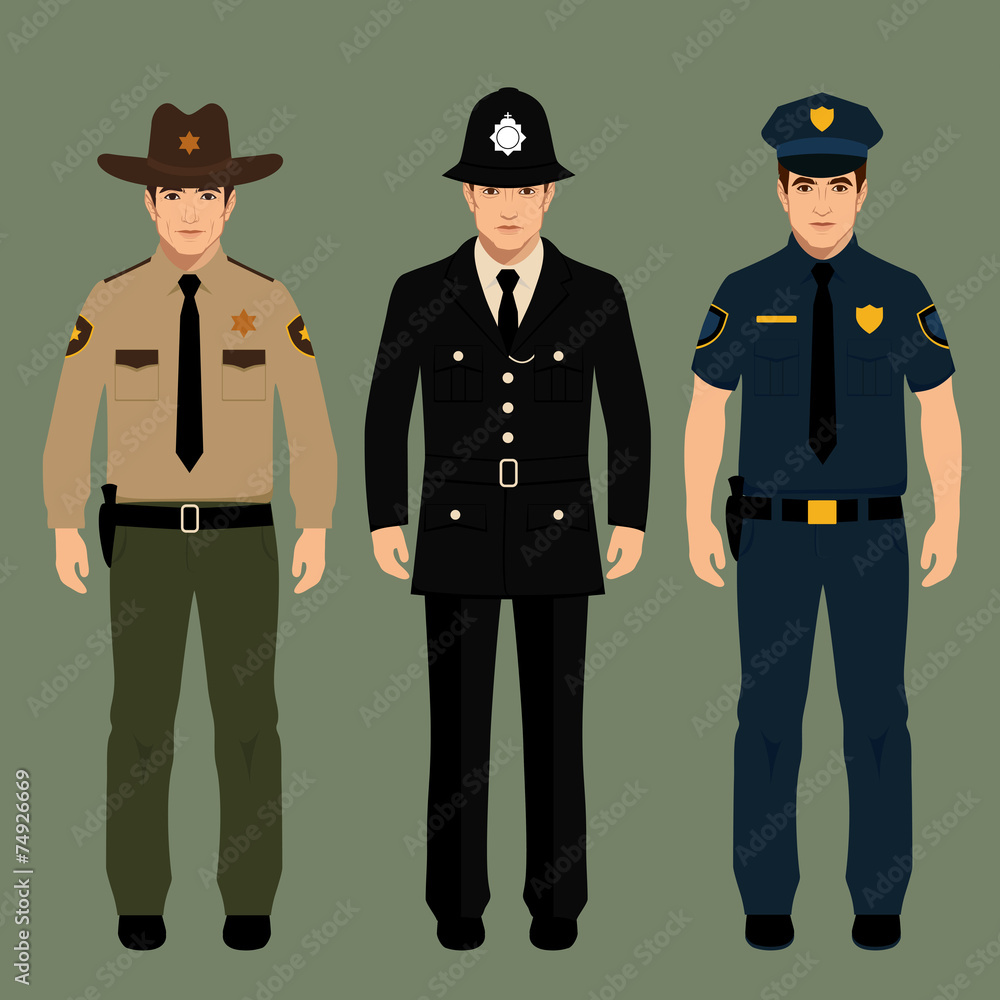 policeman and sheriff uniform, vector police officers people, Stock ...