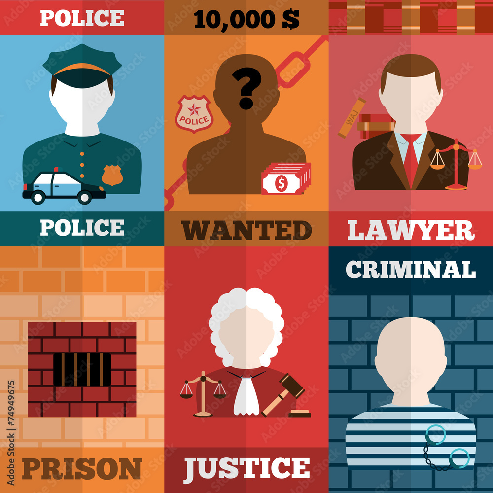 Crime And Punishment Poster Set Stock Vector | Adobe Stock