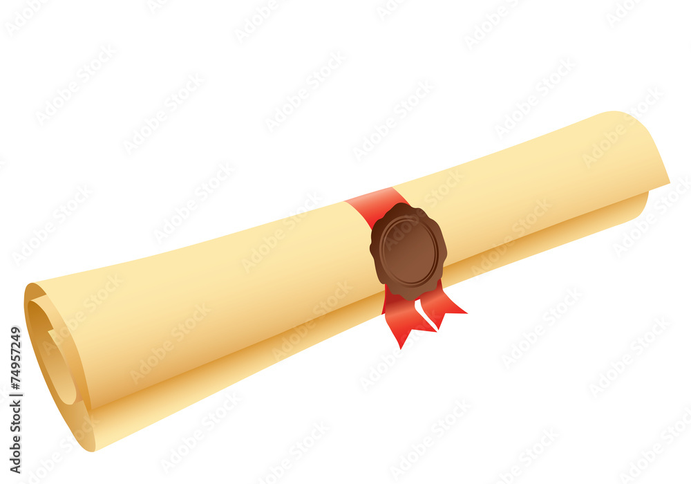 Certificate scroll on white background. Vector Stock Vector | Adobe Stock