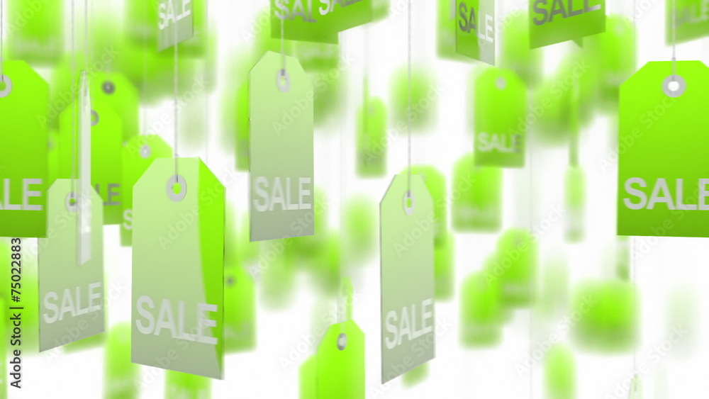 Green sale tags on white background, loop ready. Alpha matte. Stock ...