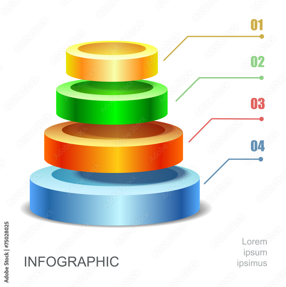 Pyramid chart for infographics presentation vector illustration Stock ...