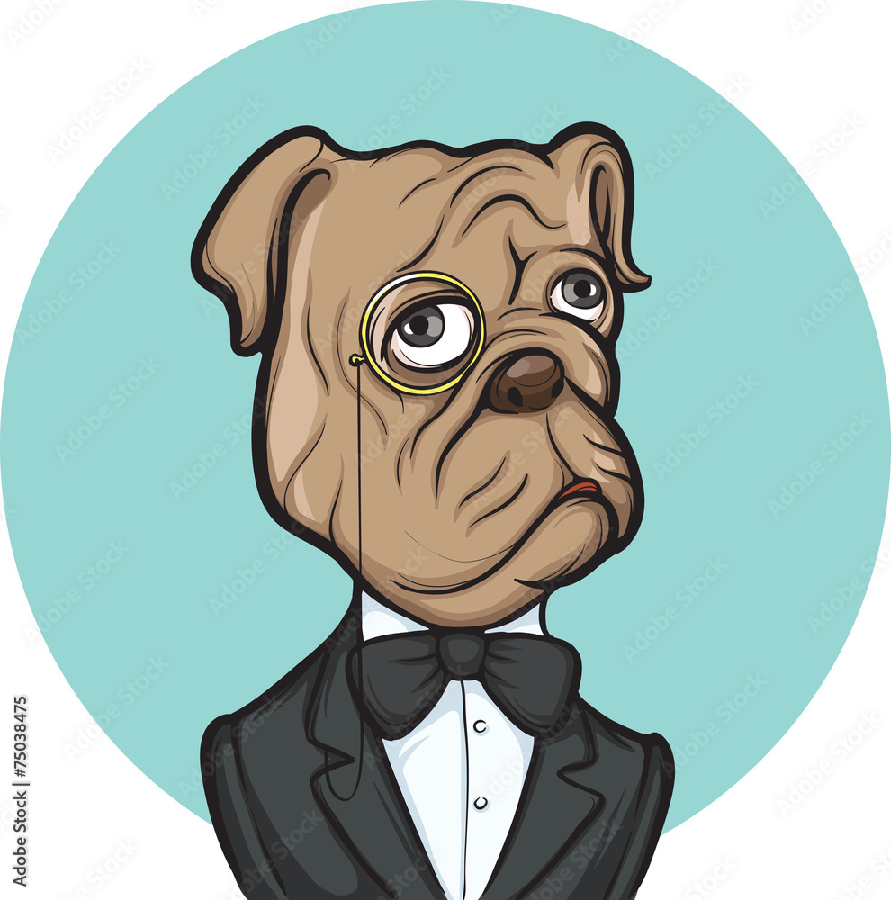 dog portrait with monocle Stock Vector | Adobe Stock