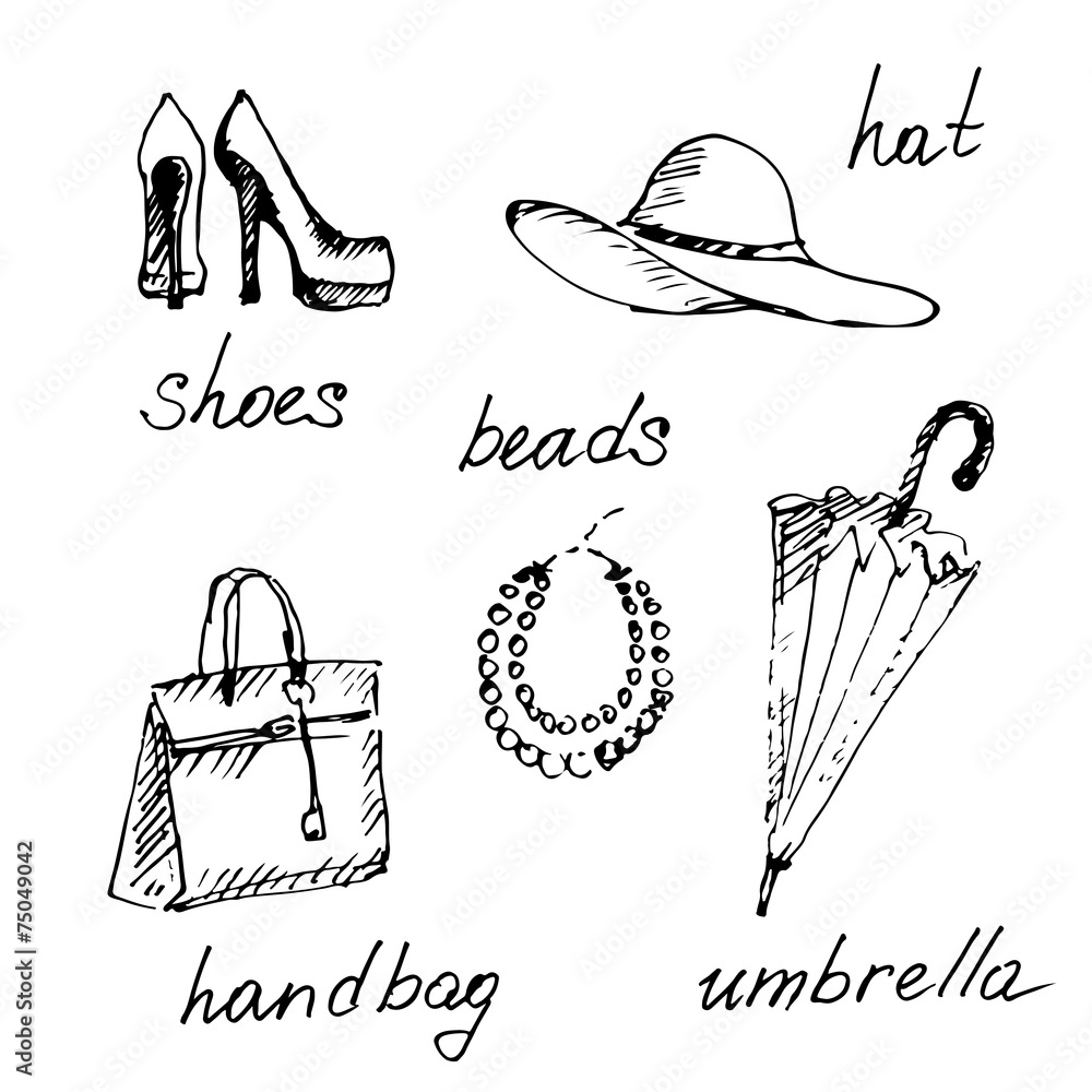 Woman accessories sketch. Stock Vector | Adobe Stock