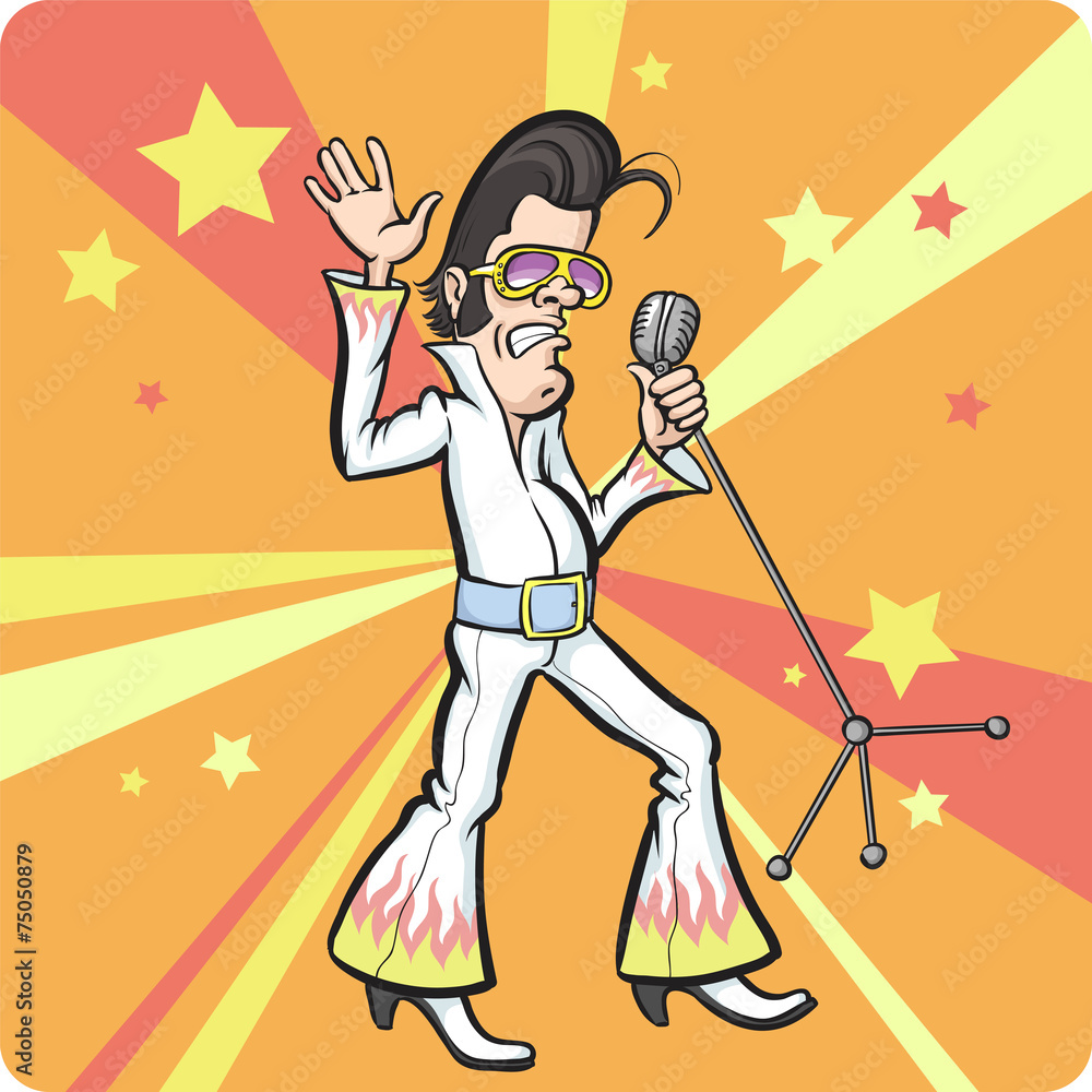 Cartoon singing retro rock star Stock Vector | Adobe Stock