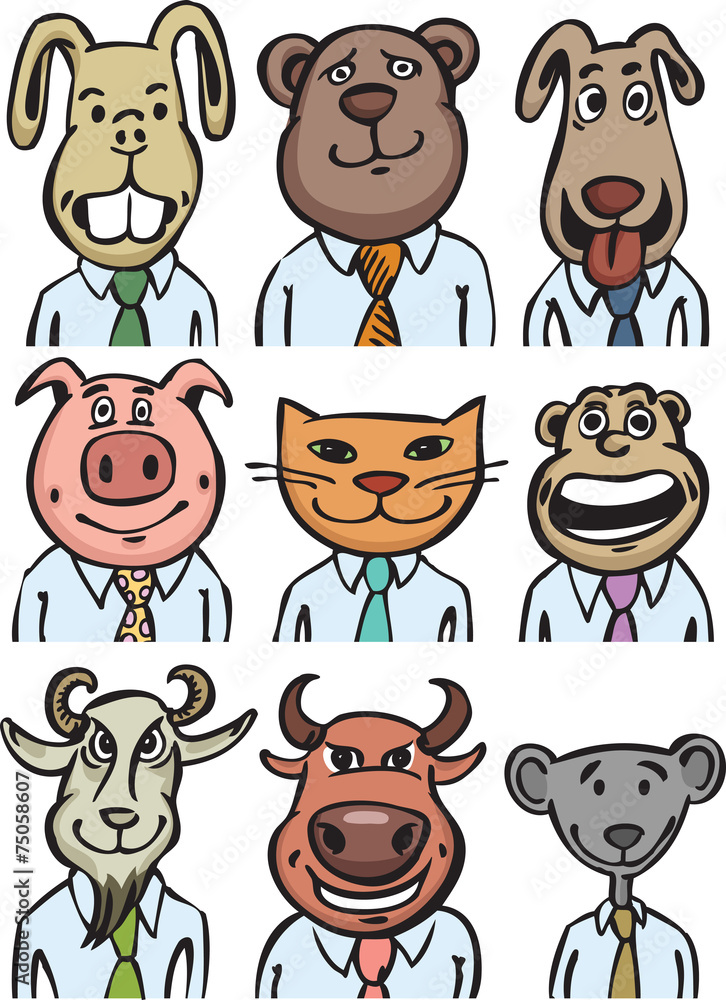 Cartoon business animals Stock Vector | Adobe Stock