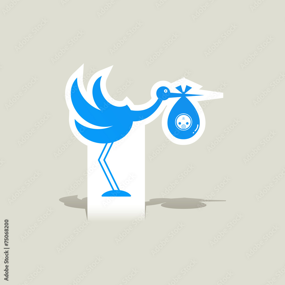 Stork baby icon vector Stock-Vektorgrafik | Adobe Stock