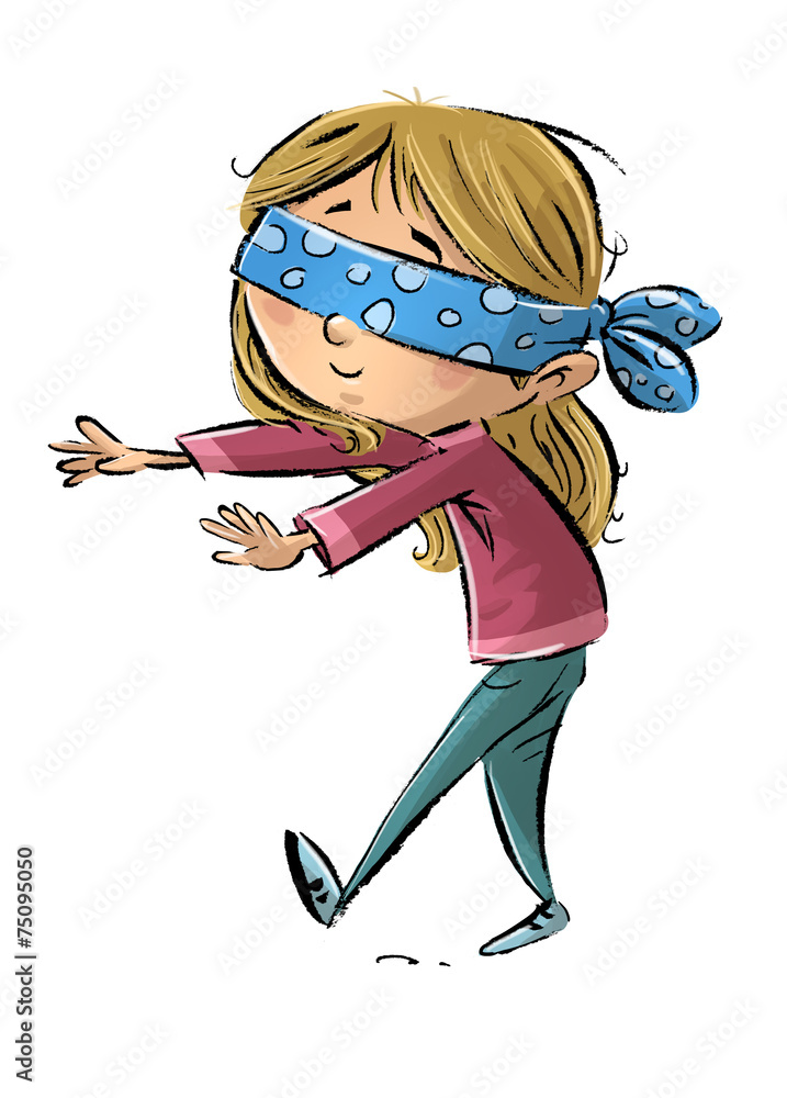 niña jugando a esconderse Stock Illustration | Adobe Stock
