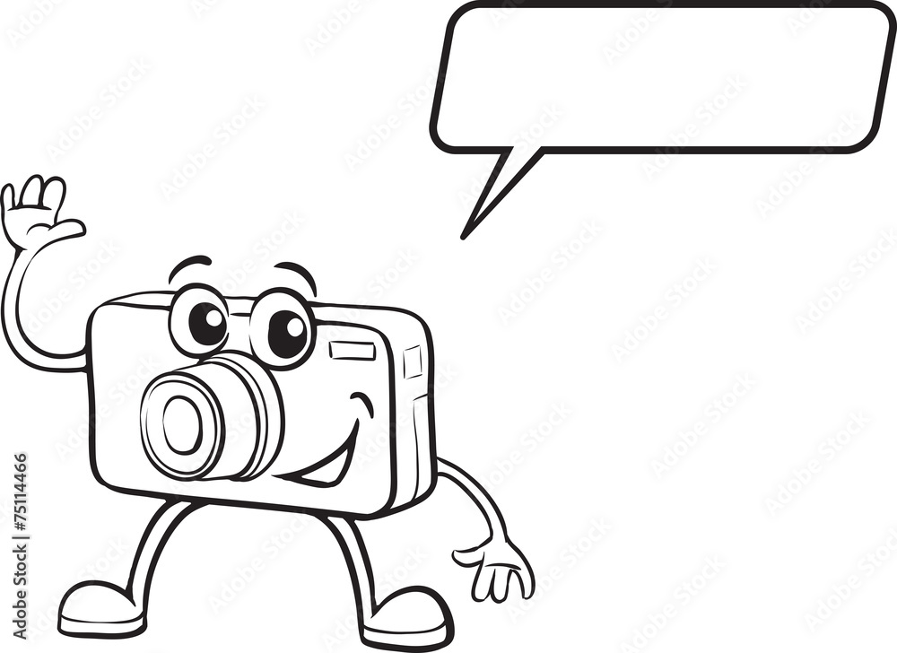 coloring book - cartoon photo camera character Stock Vector | Adobe Stock
