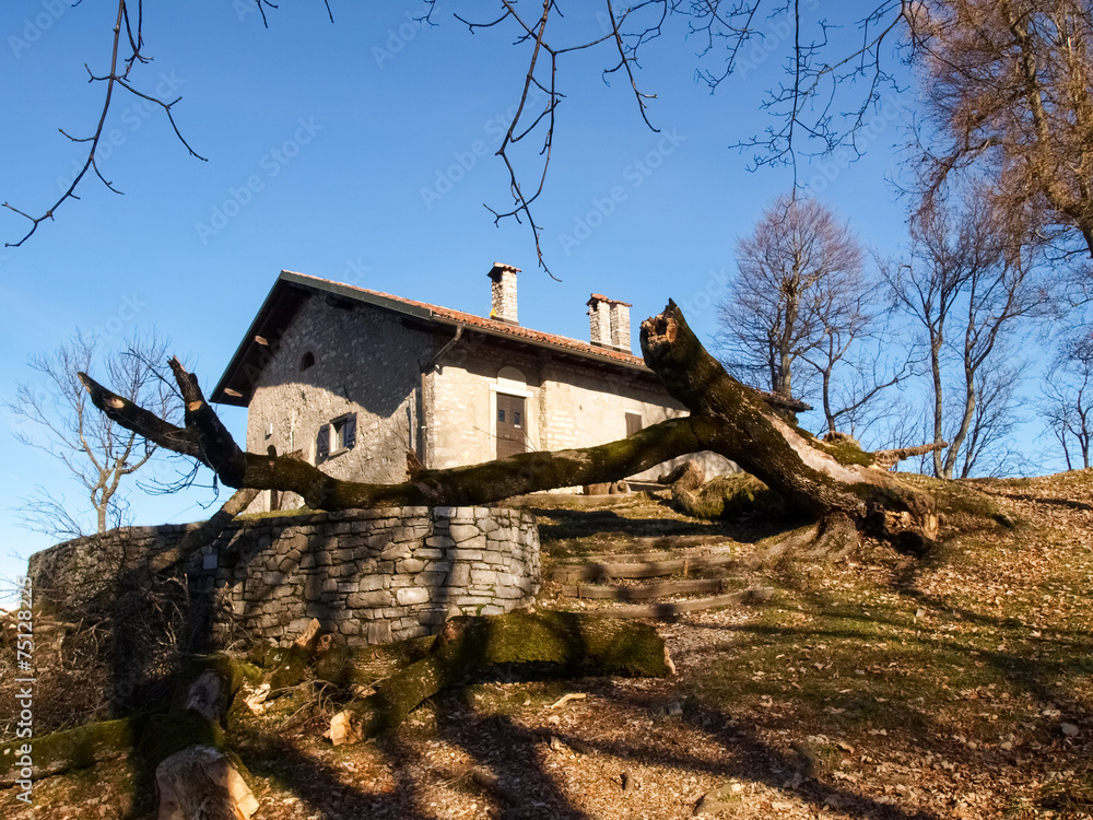 Church of Mount St. George with a fallen tree outside. Stock Photo ...