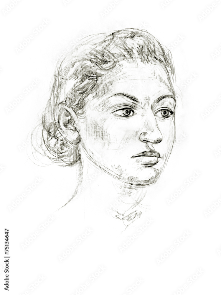 Academic drawing portrait. Hand-drawing in pencil Stock Illustration ...