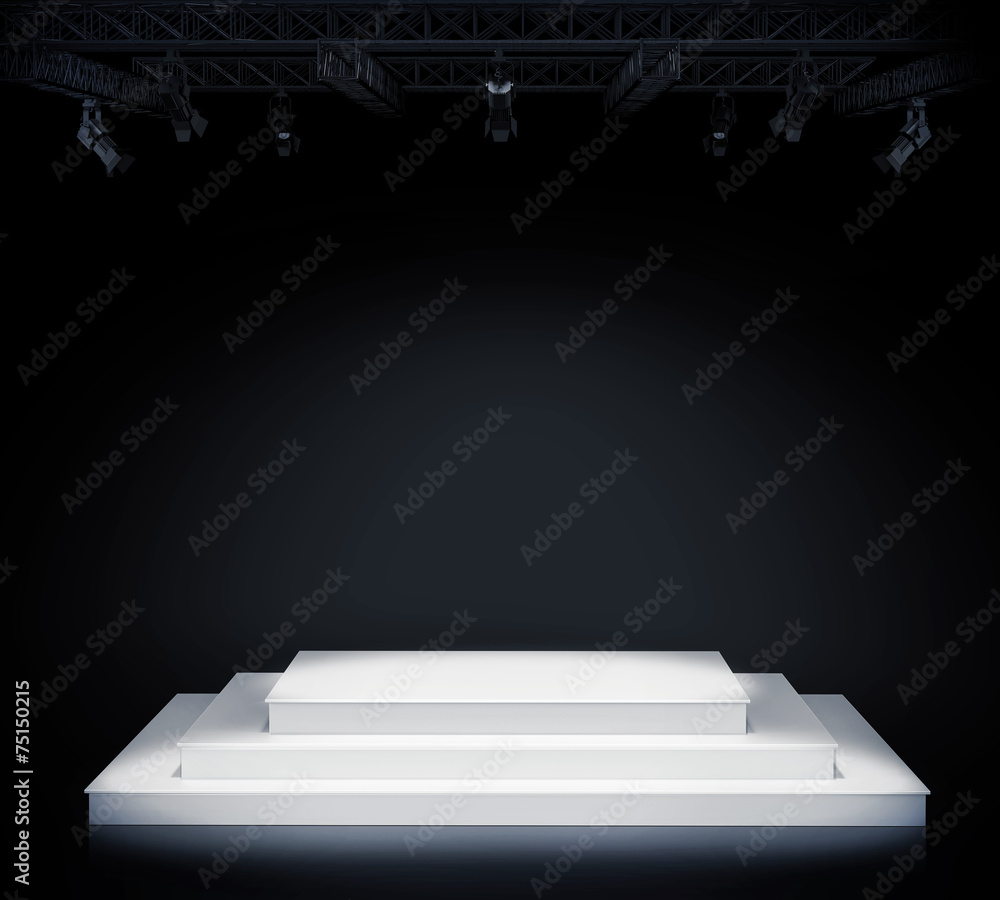 Illuminated empty stage podium for award ceremony Stock Illustration ...