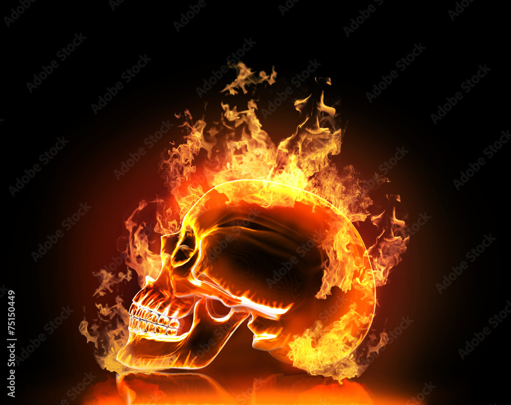 Skull with fire. High resolution 3d render. Stock Illustration | Adobe ...