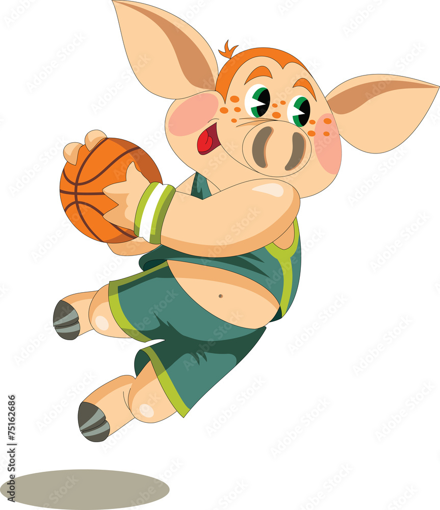 little piglet is basketball player Stock Vector | Adobe Stock