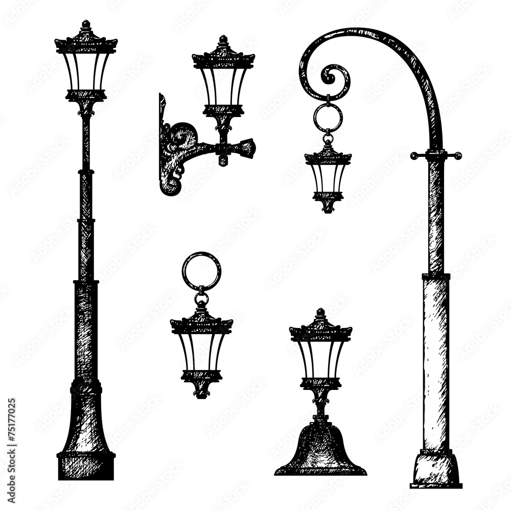 Sketch of street light, vector drawing Stock Vector | Adobe Stock