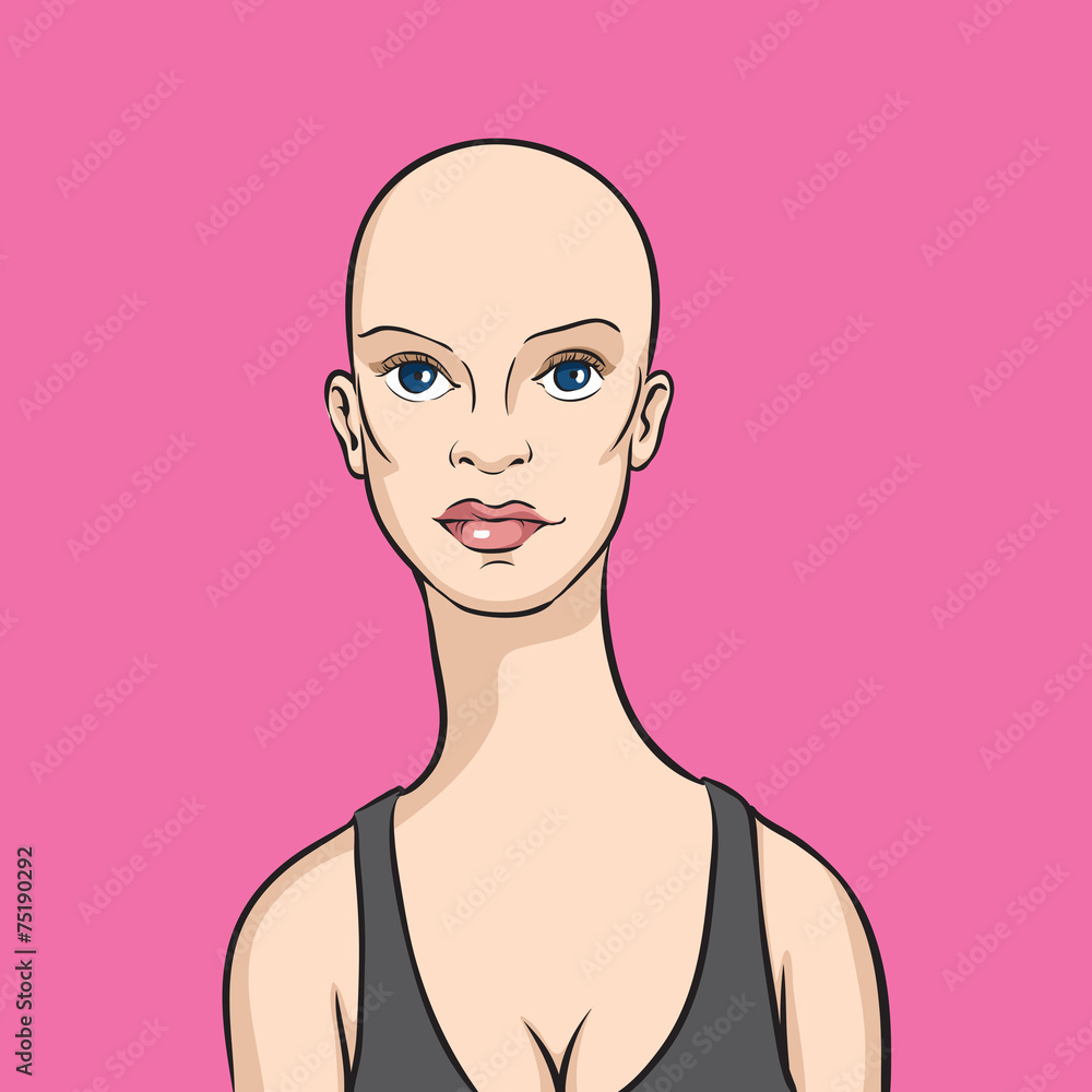 cartoon bald woman Stock Vector | Adobe Stock