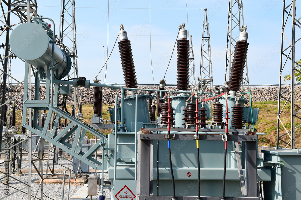 high-voltage substation with switches and disconnectors Stock Photo ...