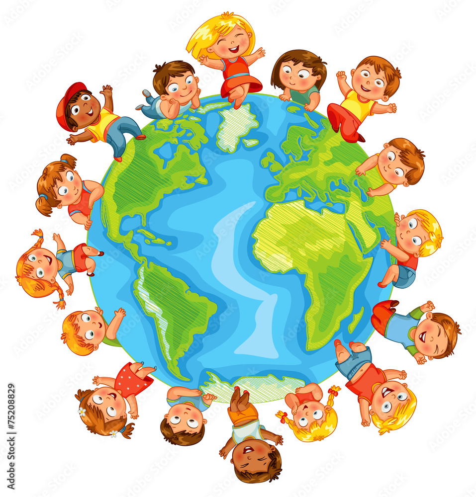 Earth Day. Cute little kids. Vector illustration Stock Vector | Adobe Stock