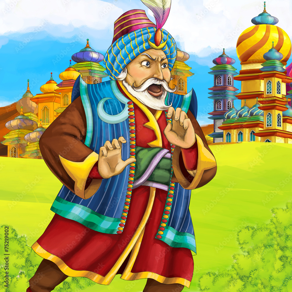 Cartoon fairy tale scene - merchant - illustration Stock Illustration ...