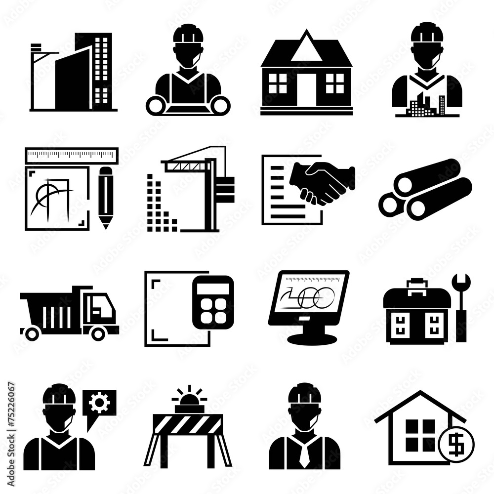 construction project icons Stock Vector | Adobe Stock