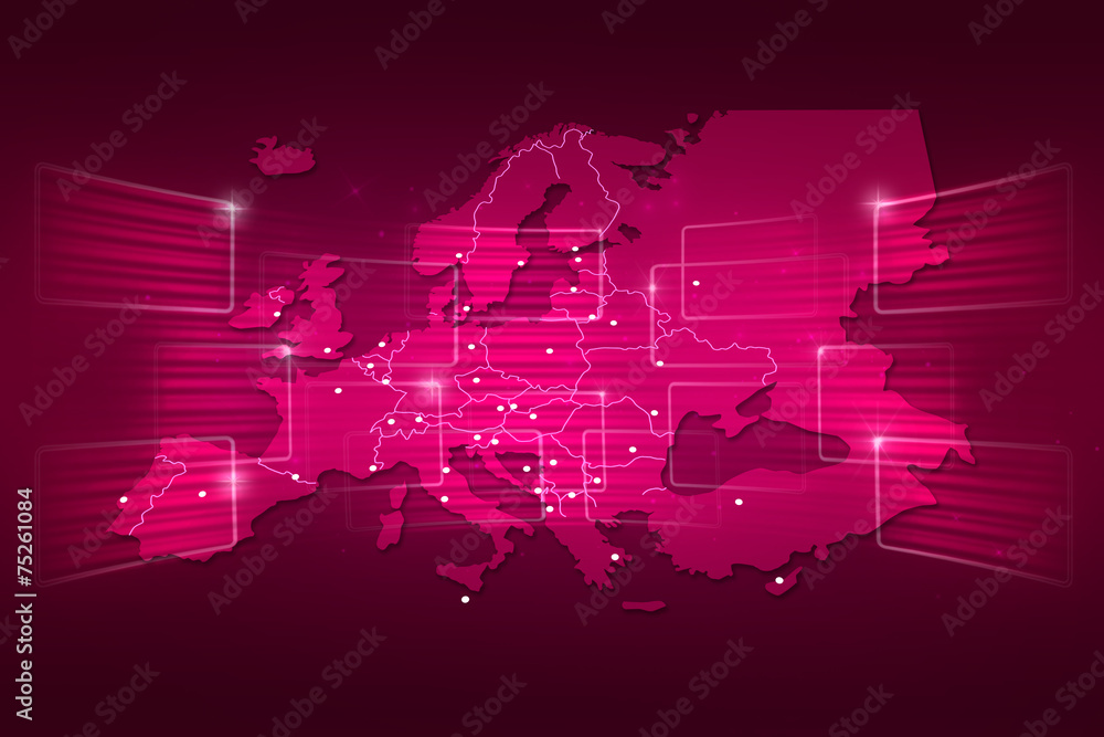 Europe Map World map News Communication purple Stock Illustration ...