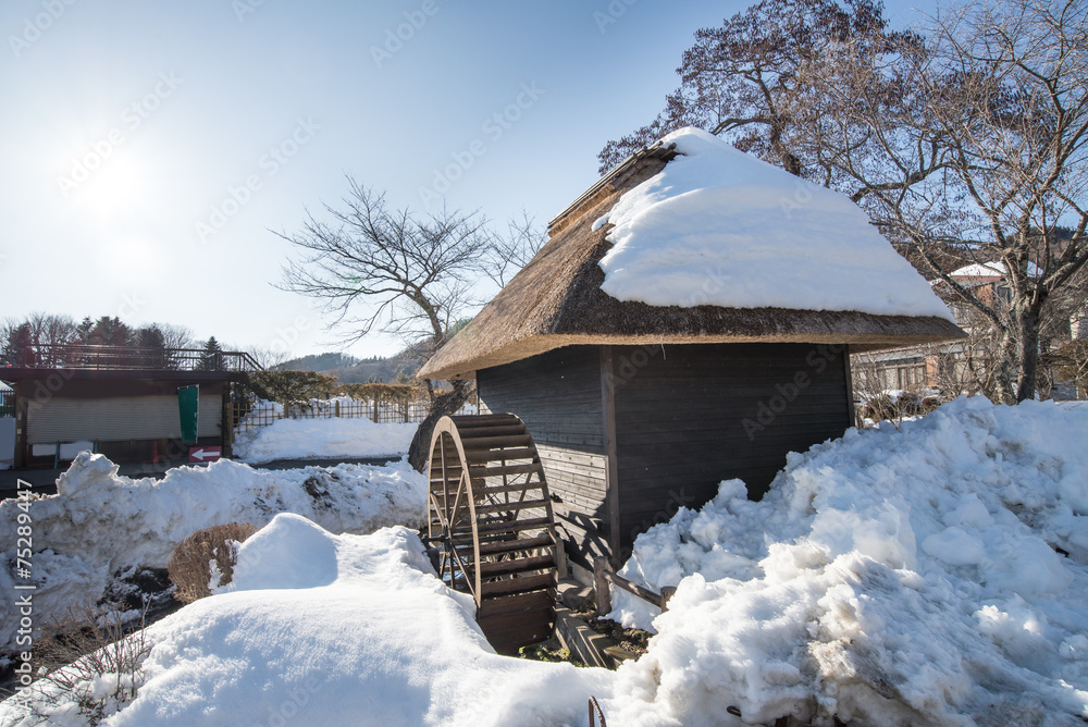 Japanese House with snow Stock Photo | Adobe Stock