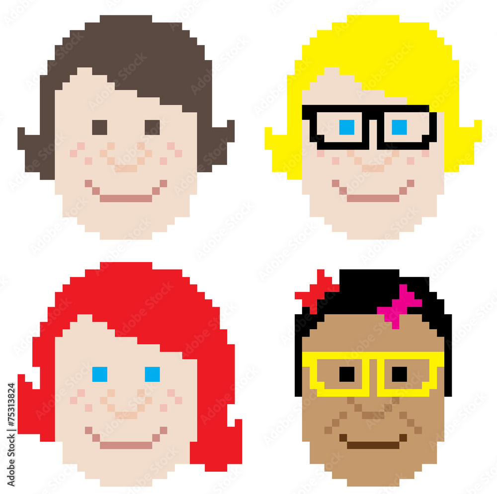 girl face pixel art Stock Vector | Adobe Stock
