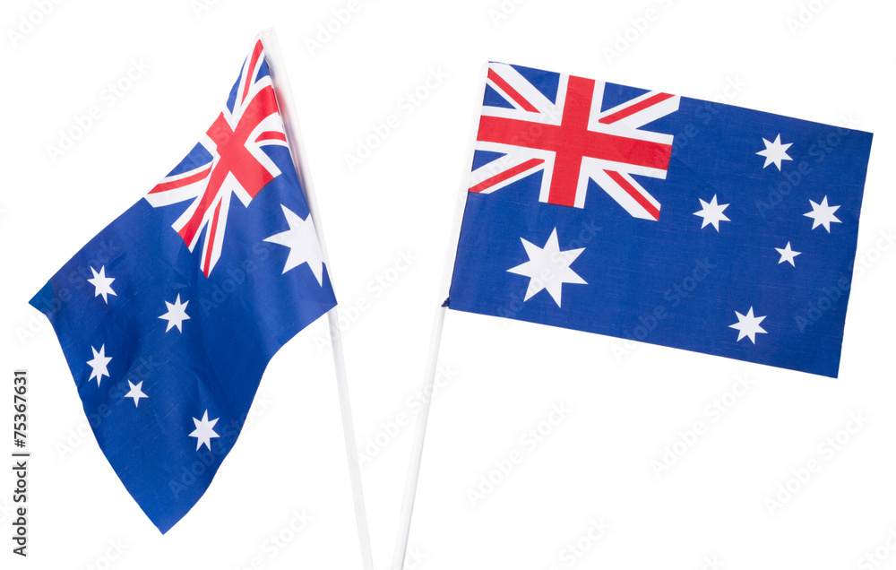 Australian flag on white background. Stock Photo | Adobe Stock