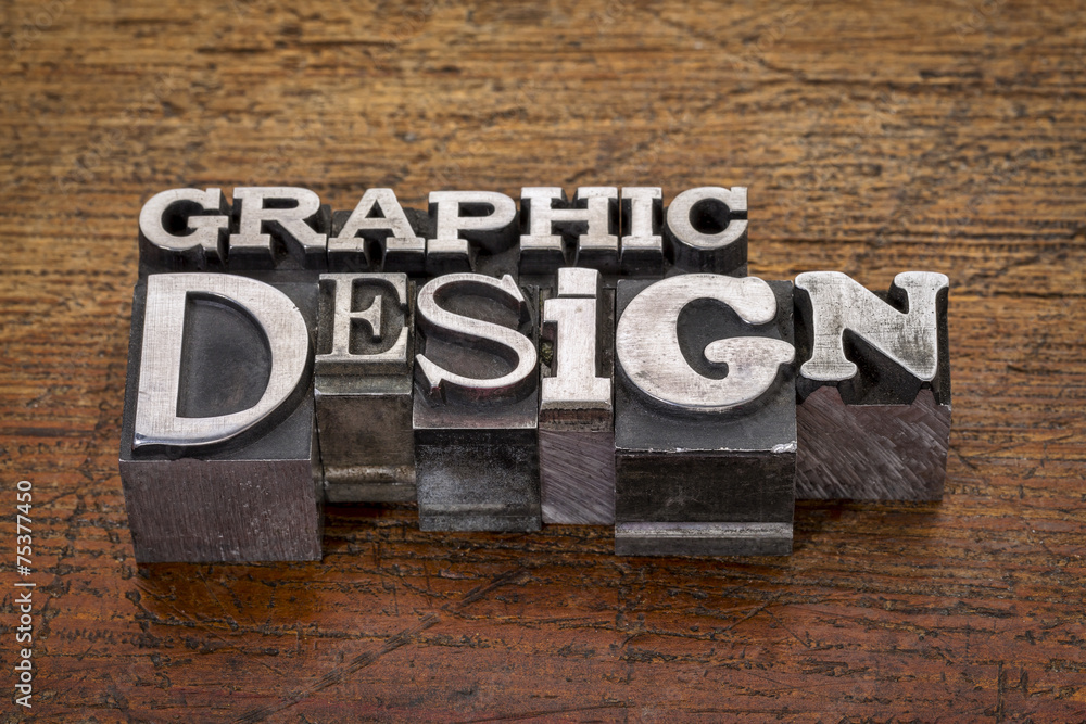 graphic design text in metal type Stock Photo | Adobe Stock