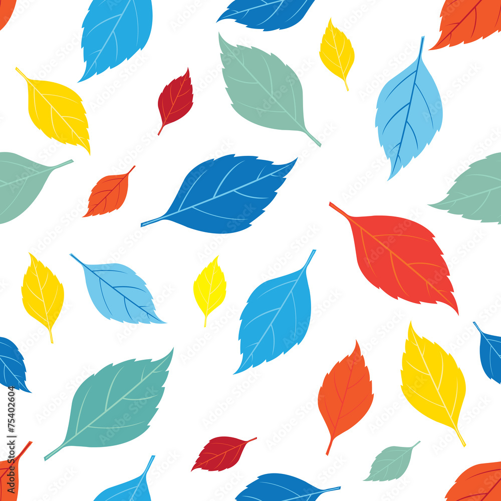 Seamless Colorful Leaves Pattern Stock Vector | Adobe Stock