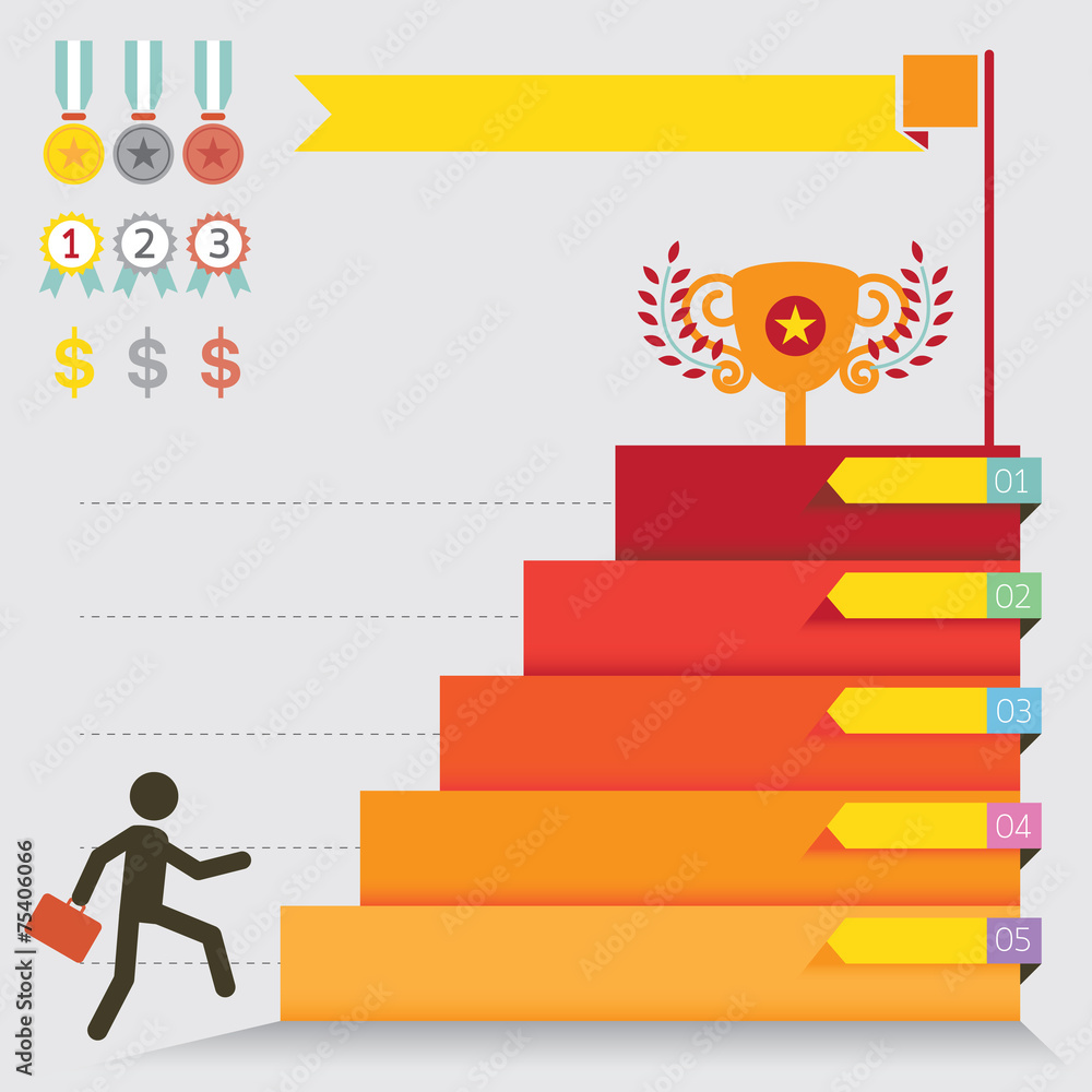 Infographic : Business Man and Winner Cup on Top of Chart Stock Vector ...