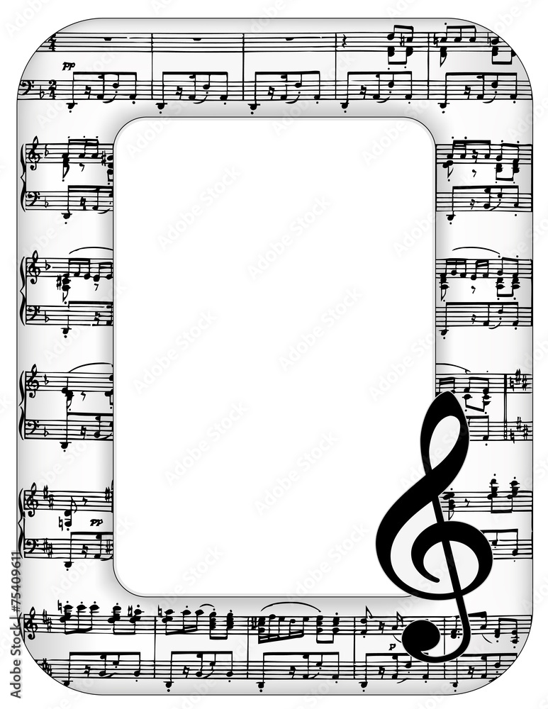 Music Notes Picture Frame, treble clef, copy space, music events Stock ...