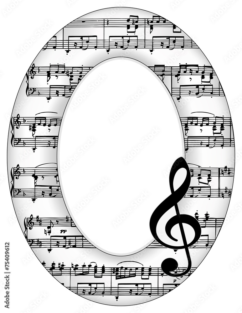 Music Notes Oval Picture Frame, treble clef, copy space Stock Vector ...