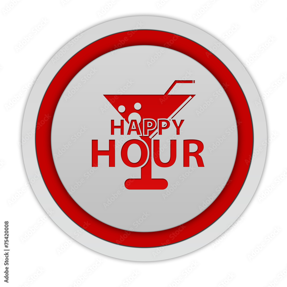 Happy hour circular icon on white background Stock-Illustration | Adobe ...