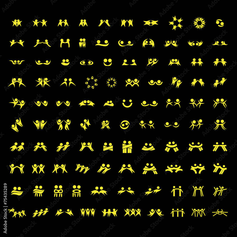 Abstract Human Symbols Set: Success, Celebration, Achievement, Activity ...