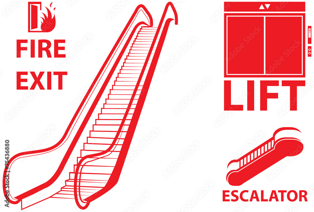 Vector design of elevator, lift and fire exit sign Stock Vector | Adobe ...