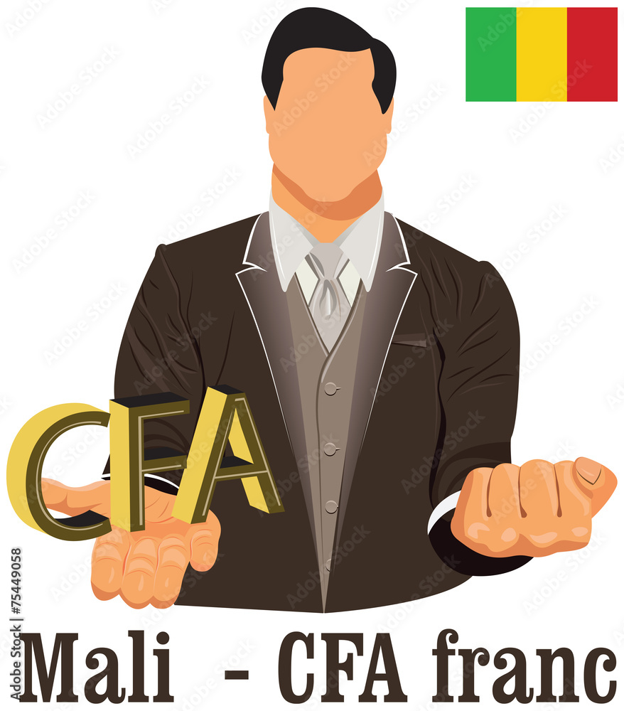 Mali national currency West African CFA franc symbol representin Stock ...