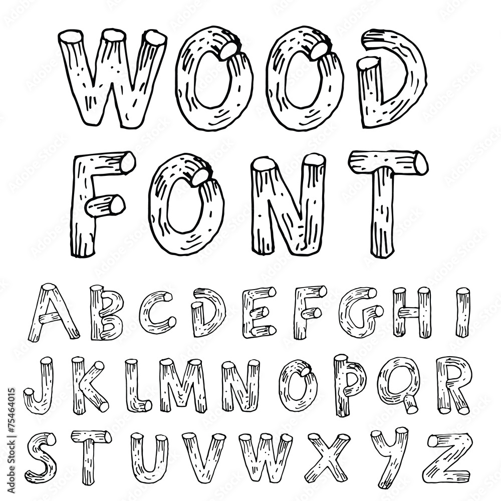 Vector font wood style. Stock Vector | Adobe Stock