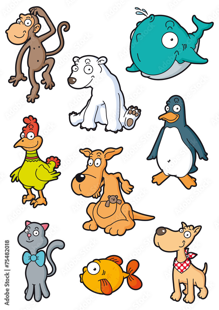 Collection of nine stylized animals Stock Vector | Adobe Stock