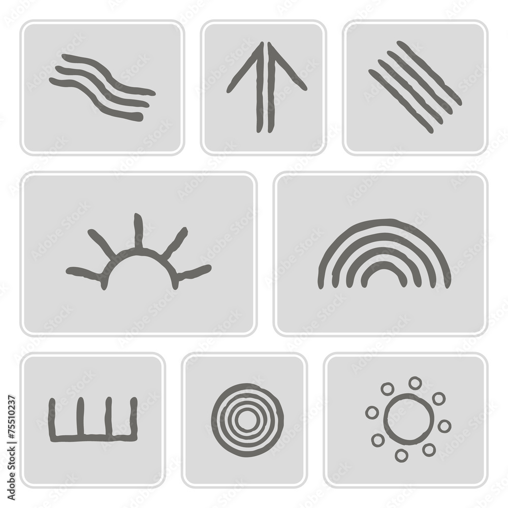 set of icons with symbols of Australian aboriginal art Stock Vector ...