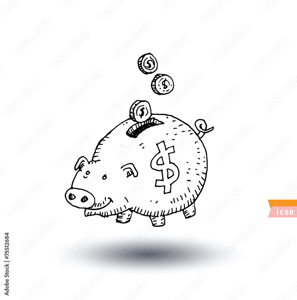 pig Money, hand drawn vector illustration Stock Vector | Adobe Stock