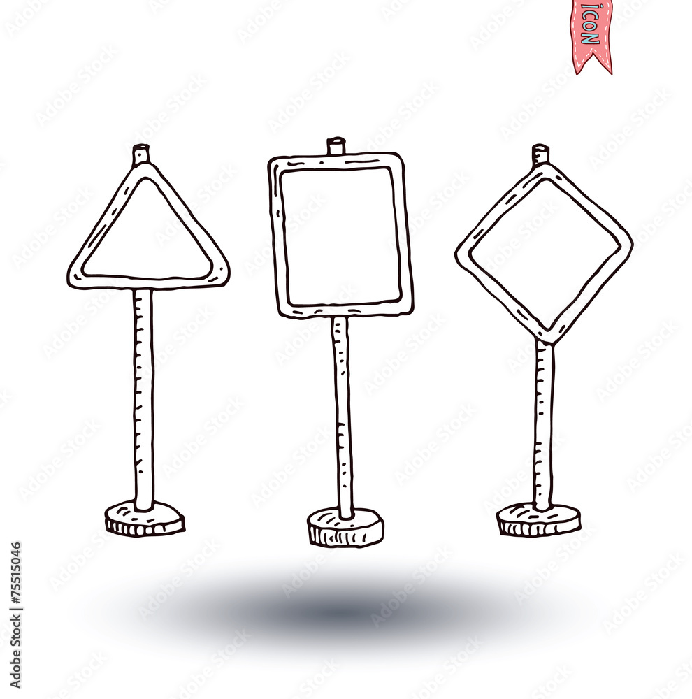 Hand drawn road signs. illustration. Stock Vector | Adobe Stock