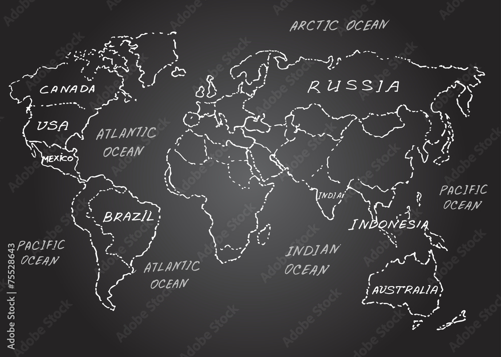 World map. Sketch. Vector illustration. Stock Vector | Adobe Stock