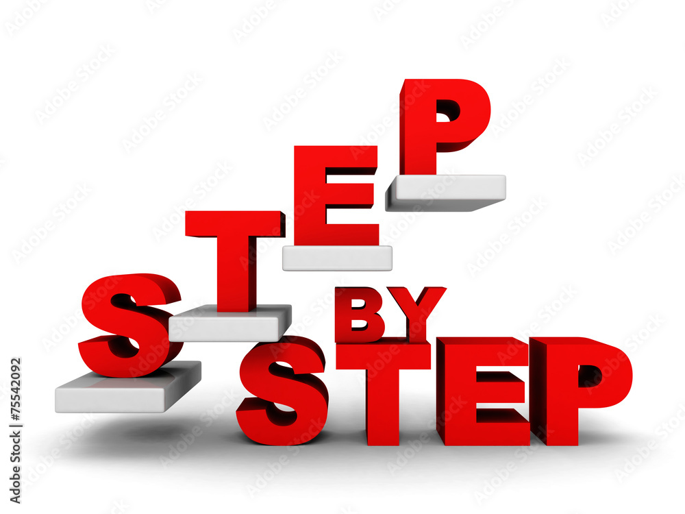 STEP BY STEP concept with abstract staircase Stock-Illustration | Adobe ...