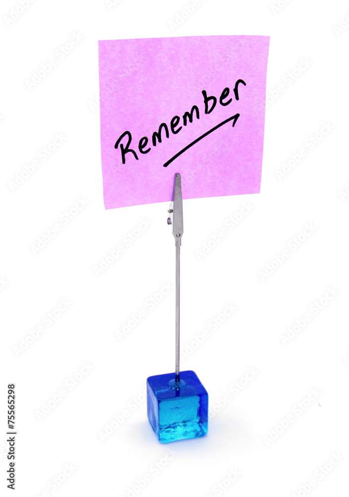 Remember text on a pink note paper Stock Photo | Adobe Stock