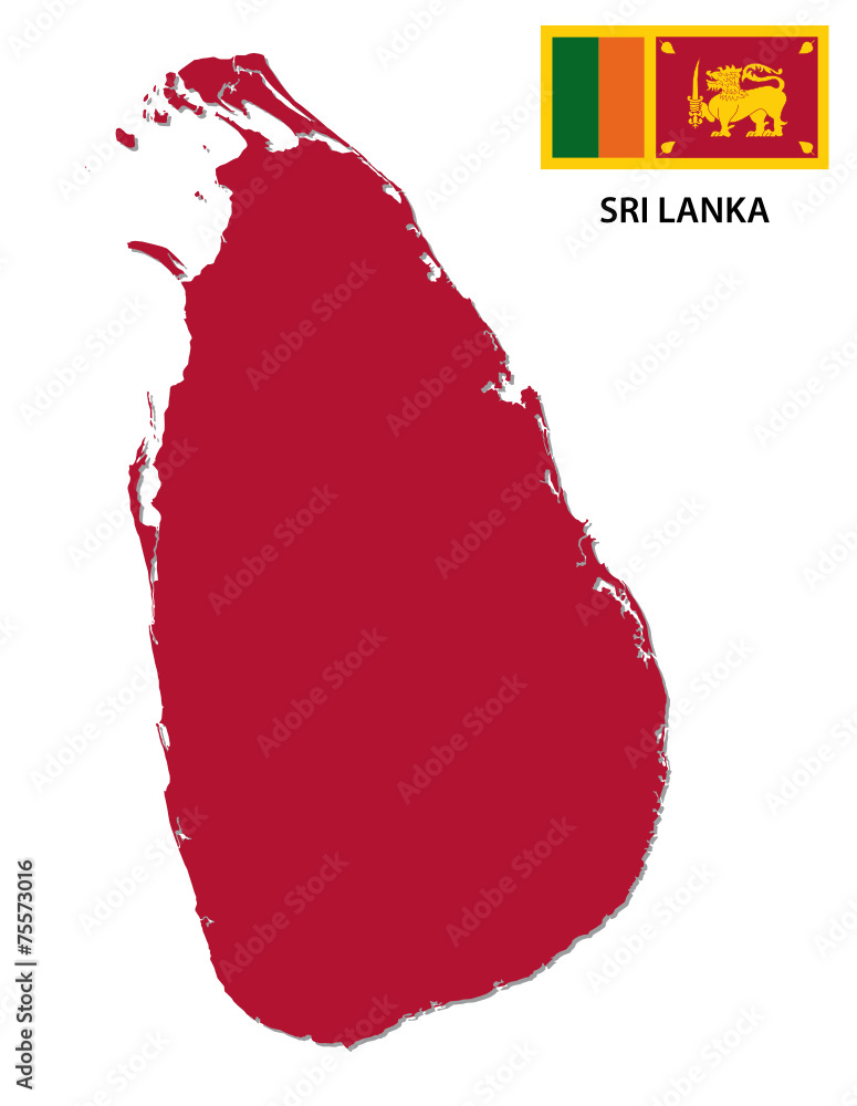 sri lanka map with flag Stock Vector | Adobe Stock
